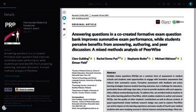 Answering questions in a co-created formative exam question bank improves summative exam ...